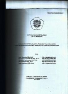 ANALISIS PERSEPSI MAHASISWA TERHADAP FAKTOR-FAKTOR YANG MEMPENGARUHI KINERJA DOSEN POLITEKNIK ...
